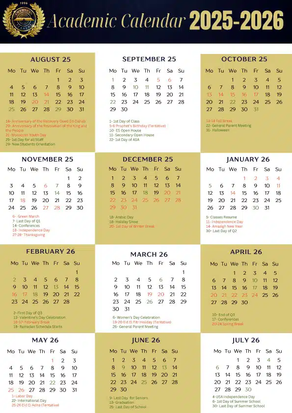 Calendrier 2025-2026 : jours fériés et vacances scolaires au Maroc ...